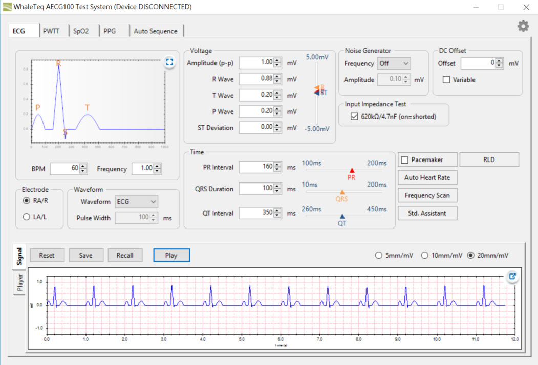 Figure 4 – ECG Signal define GUI – Allion Labs